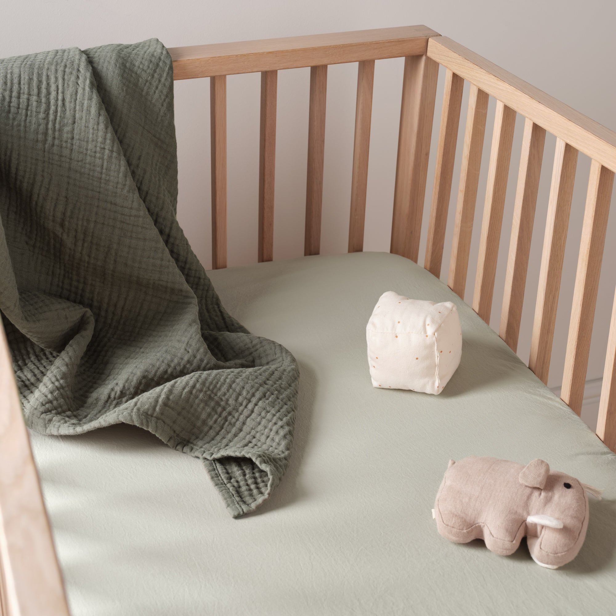Cot Bed Fitted Sheet in Sage by Bedfolk