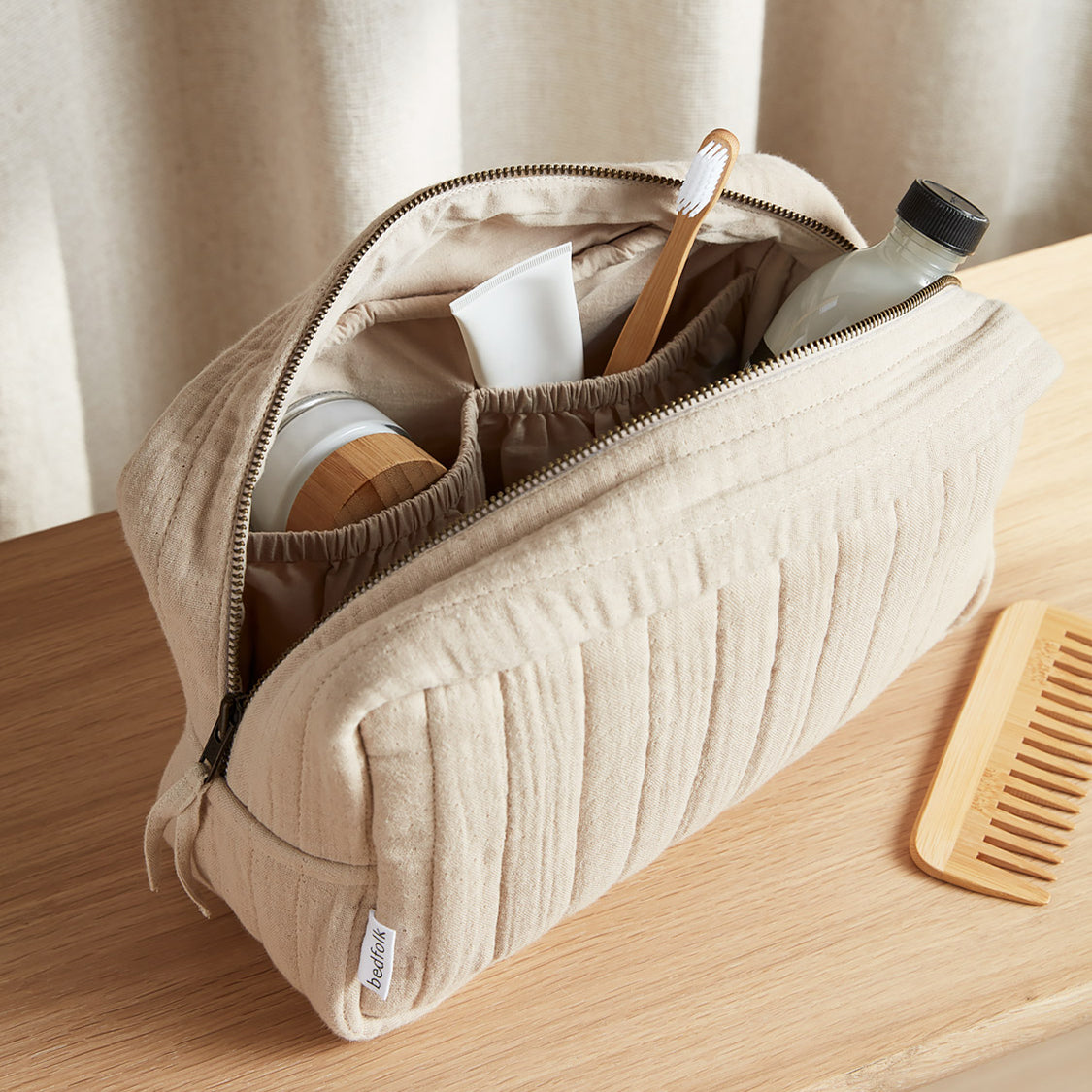 The Dream Cotton Wash Bag in Fawn by Bedfolk