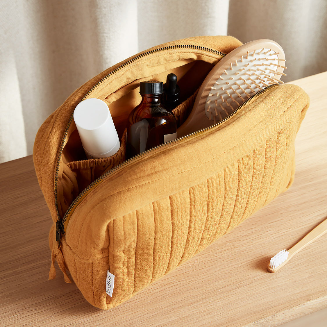 The Dream Cotton Wash Bag in Ochre by Bedfolk