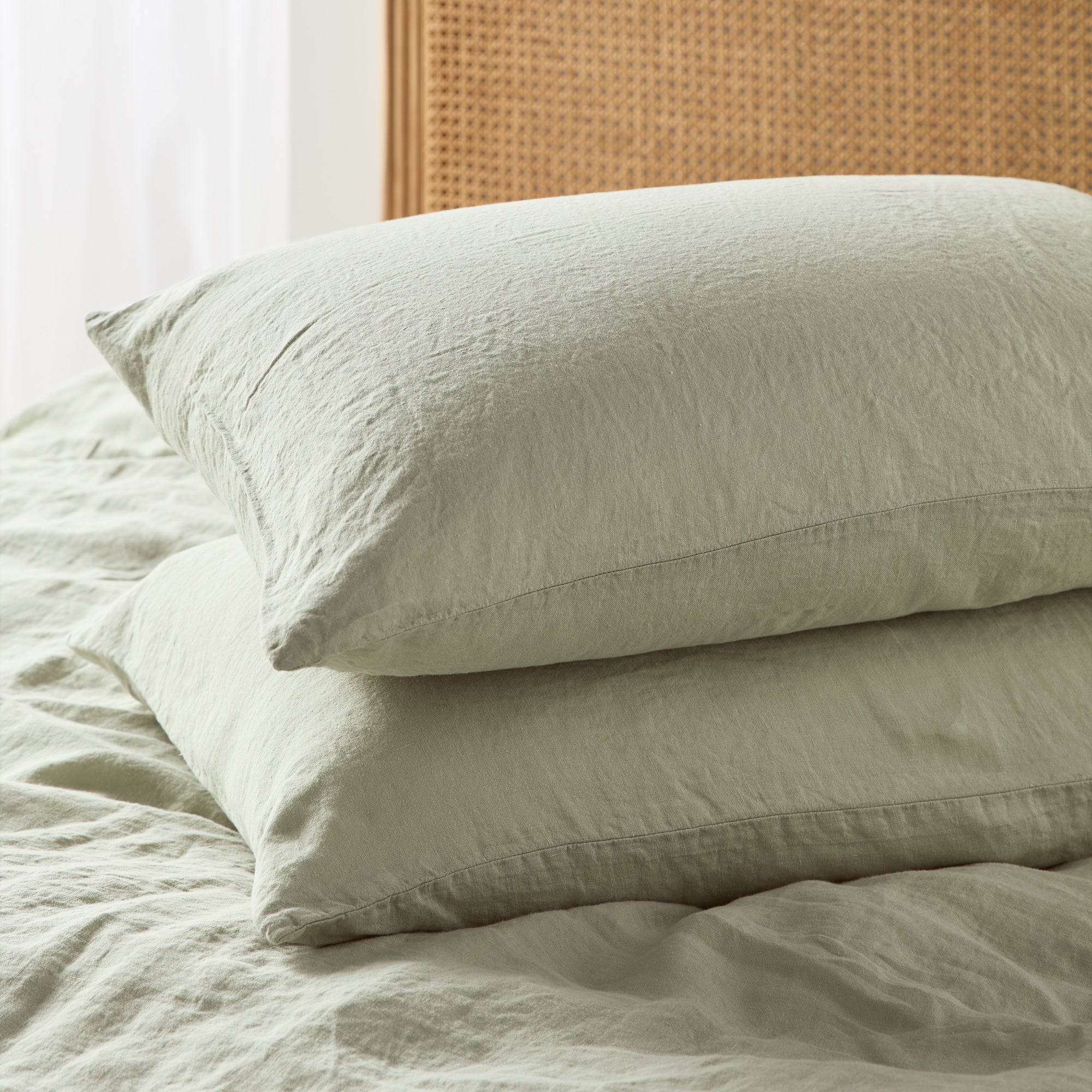 Linen Pillowcase Pair in Sage by Bedfolk