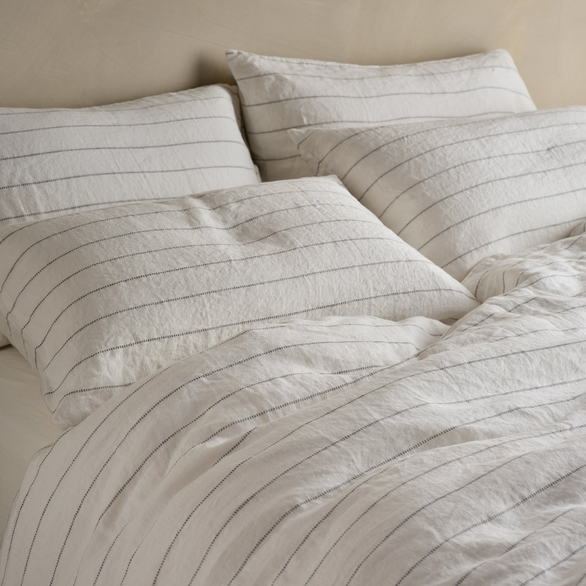 Linen Bedding Bundle in Pinstripe by Bedfolk