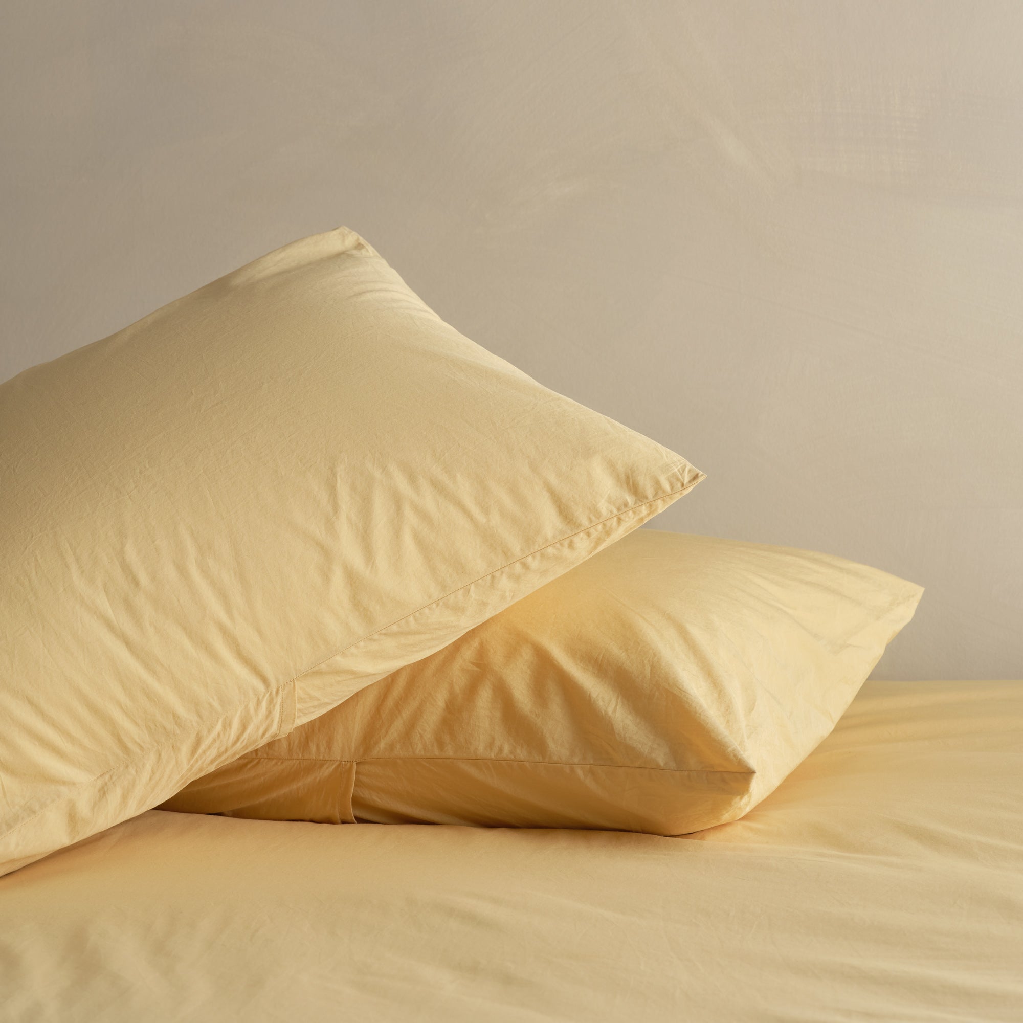 Relaxed Cotton Pillowcase Pair in Honey by Bedfolk