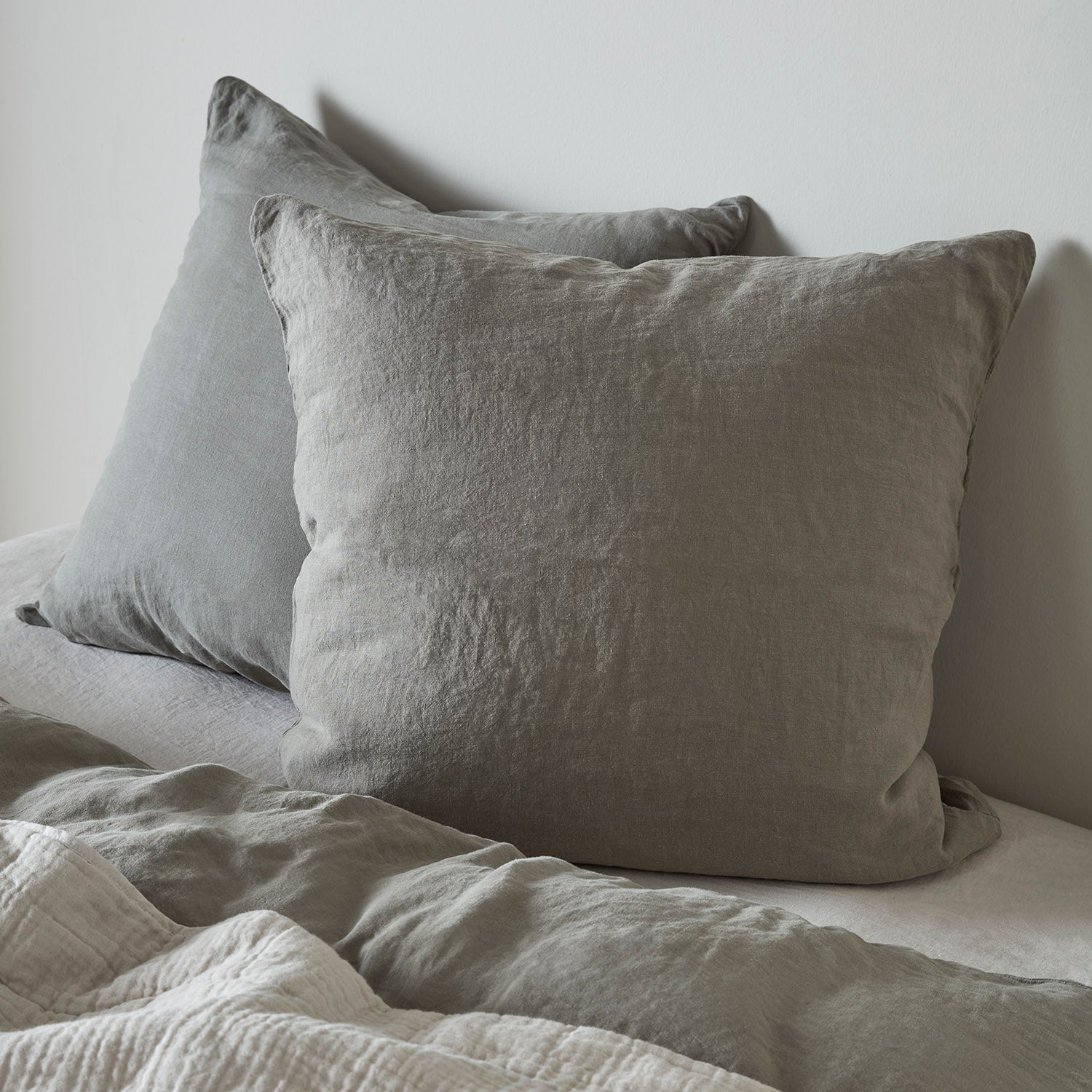 100% Linen Square Pillowcases in Moss | 65 x 65cm | Bedfolk