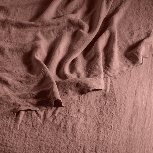 100% Linen Fitted & Flat Sheets in Rust | Bedfolk